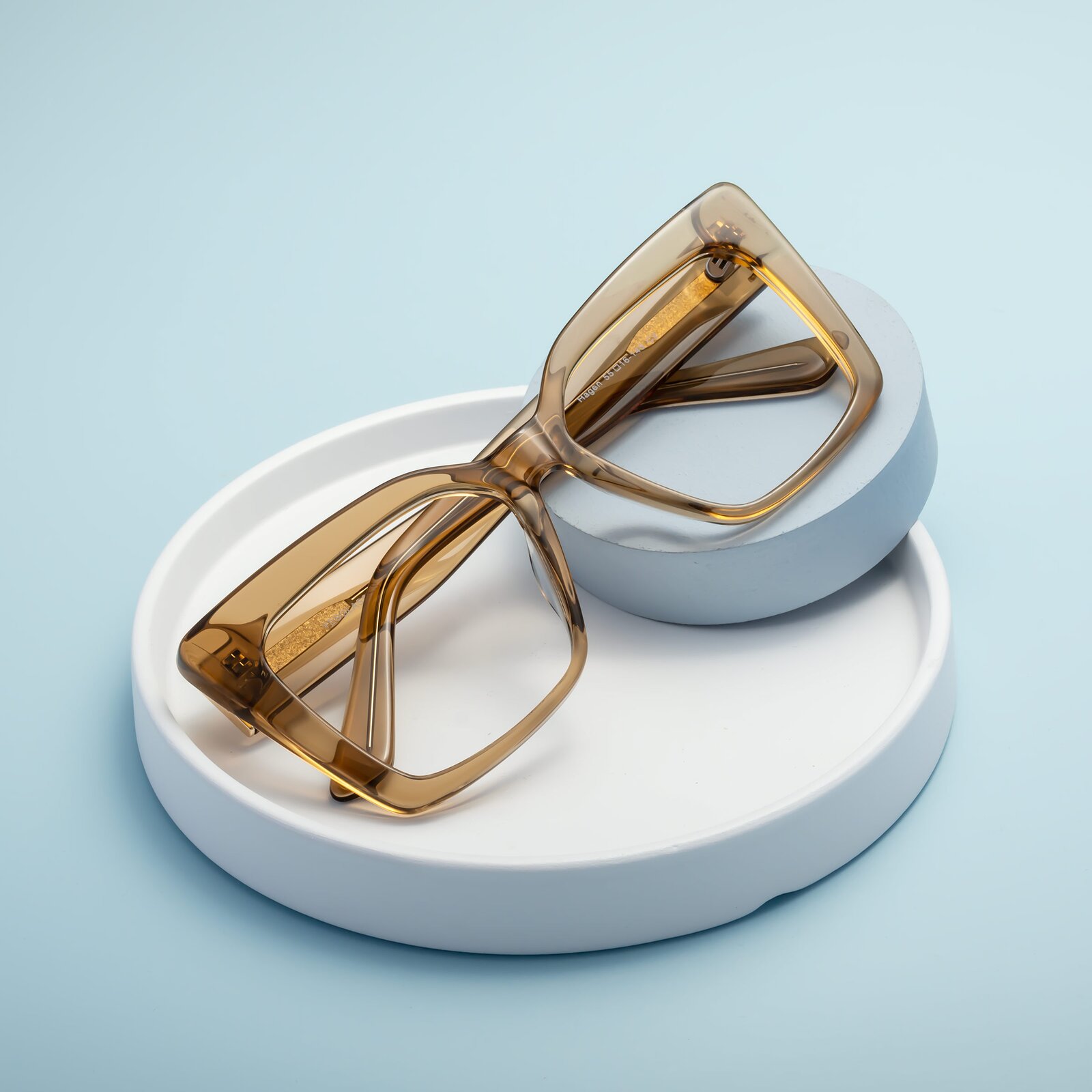 Translucent Brown Oversized Acetate Butterfly Eyeglasses - Hagen