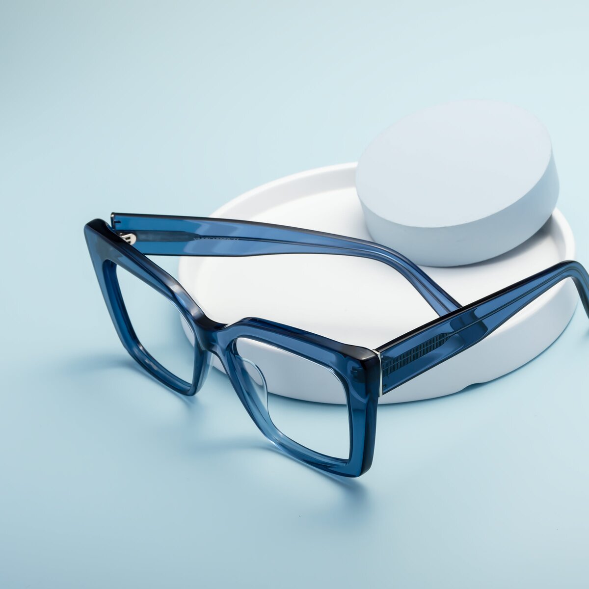 Translucent Blue Oversized Acetate Butterfly Eyeglasses - Hagen
