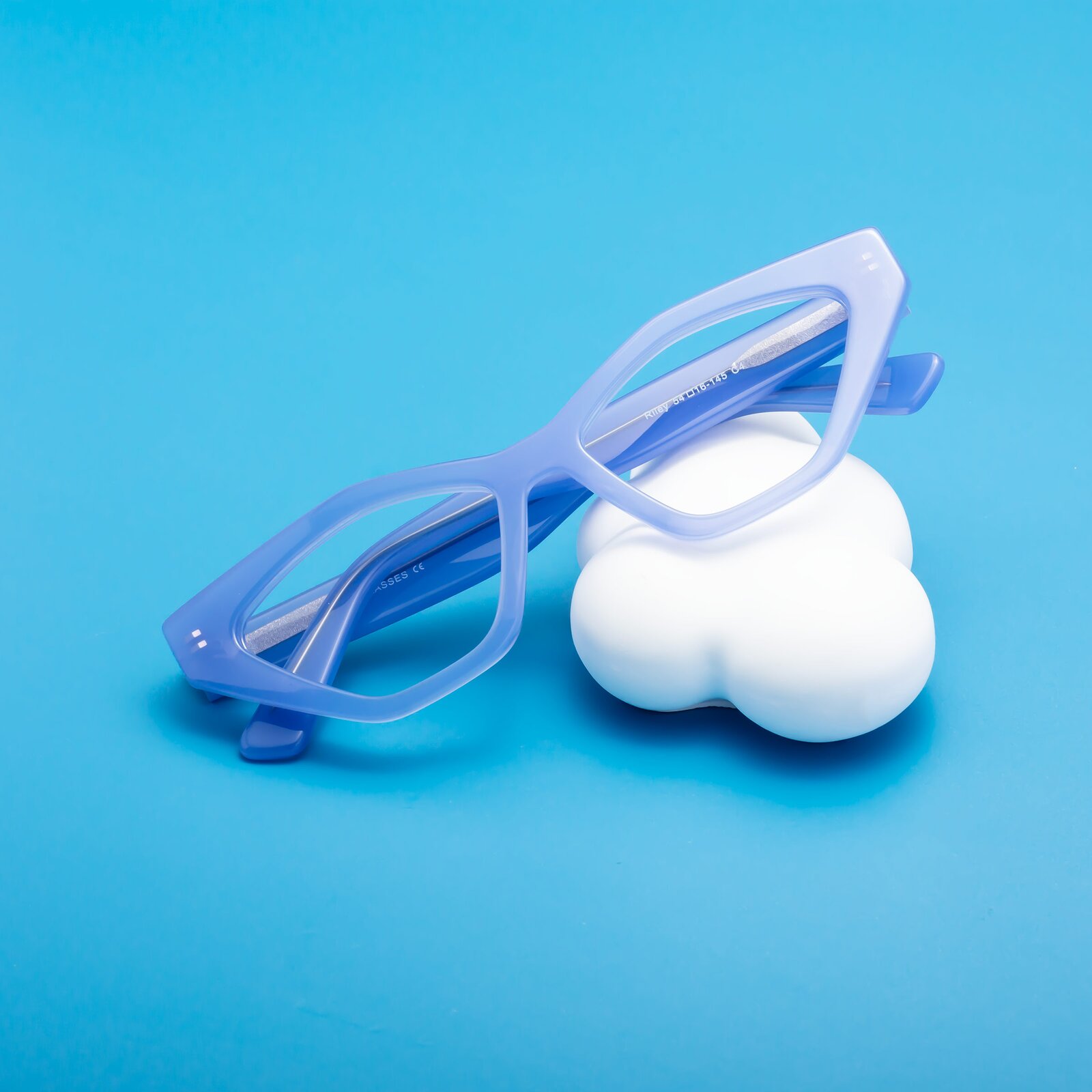 Sky Blue Geek-Chic Acetate Geometric Eyeglasses - Riley