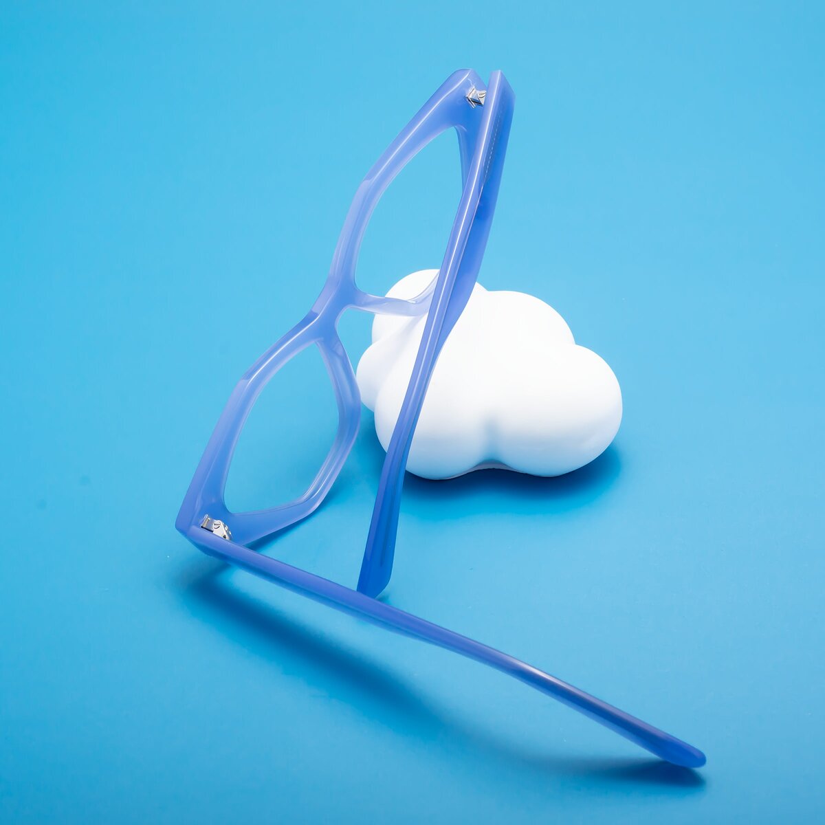 Sky Blue Geek-Chic Acetate Geometric Eyeglasses - Riley