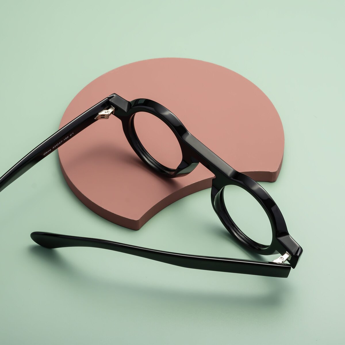 Black Thick Retro-Vintage Round Eyeglasses - Oboe