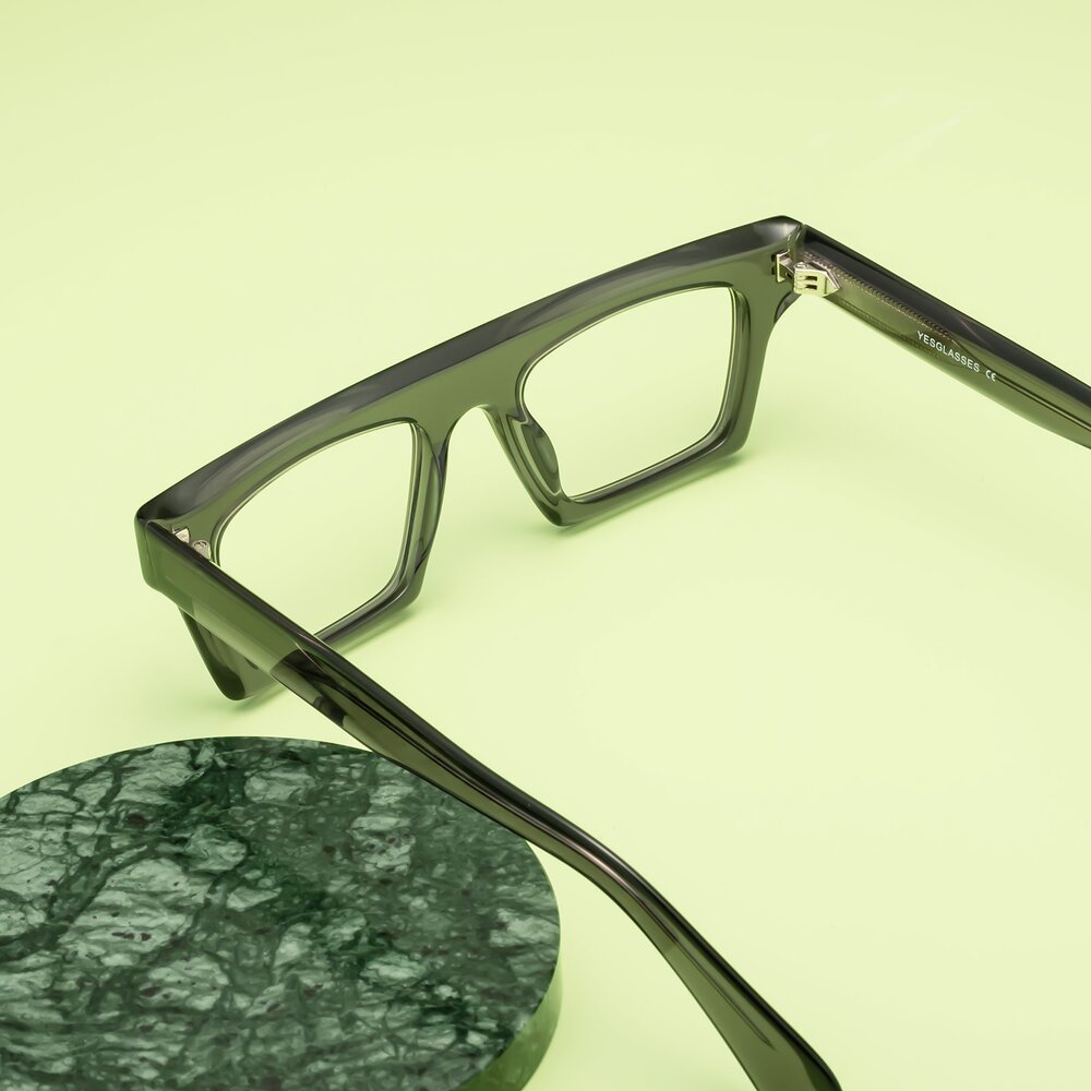 Translucent Gray Thick Hipster Rectangle Eyeglasses - Senda