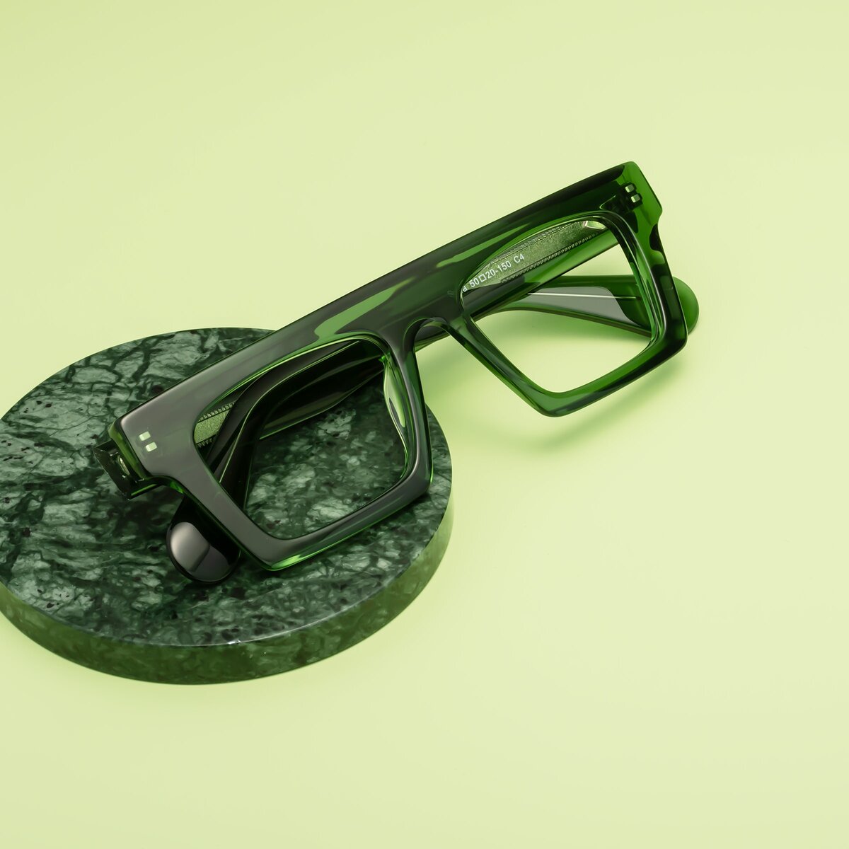 Jade Green Thick Hipster Rectangle Eyeglasses - Senda
