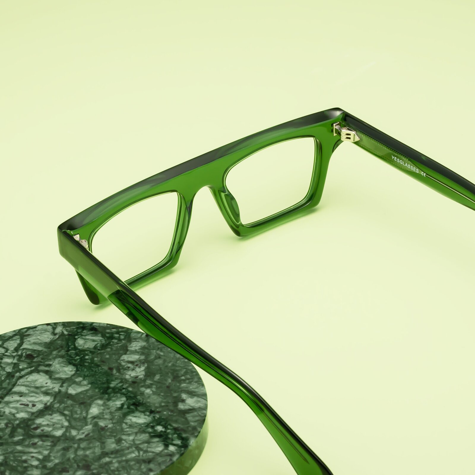 Jade Green Thick Hipster Rectangle Eyeglasses - Senda