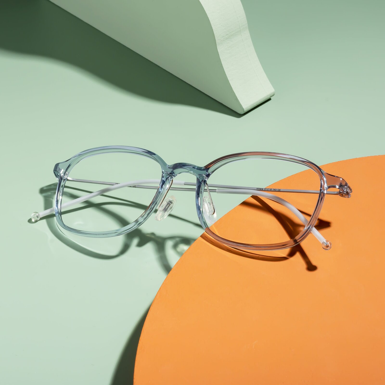 Transparent Blue Lightweight TR90 Rectangle Eyeglasses - Vittata