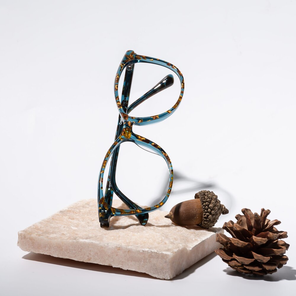 Ocean Blue Floral Lightweight Acetate Cat-Eye Eyeglasses - Creek