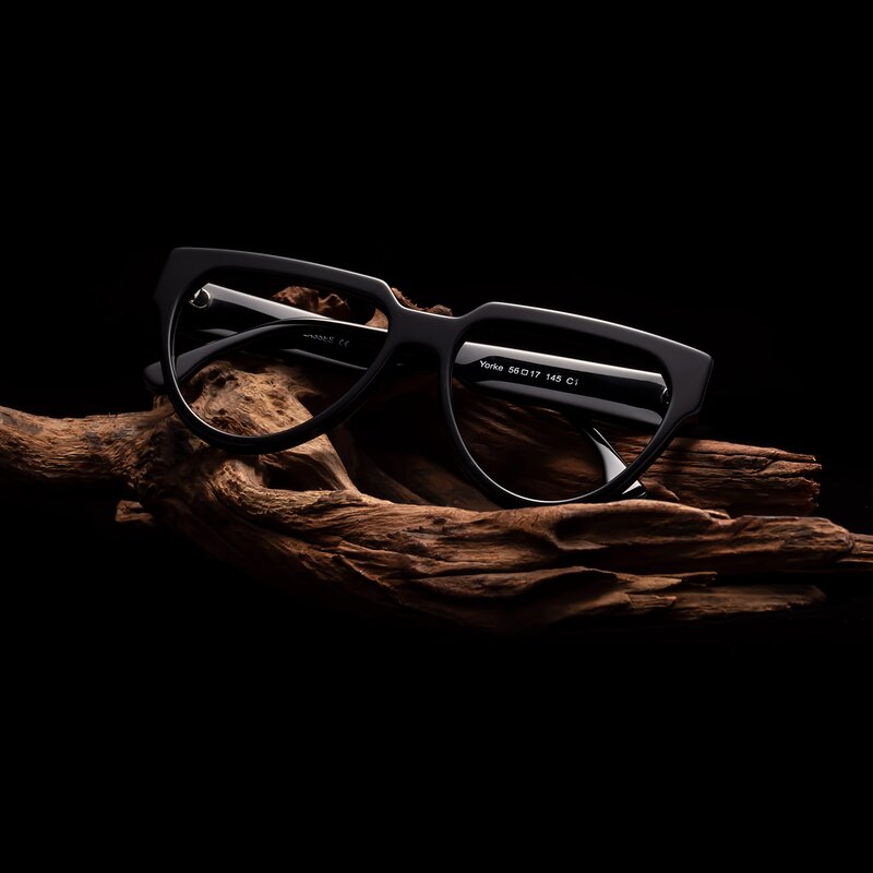 Black Geek-Chic Sports Geometric Eyeglasses - Yorke