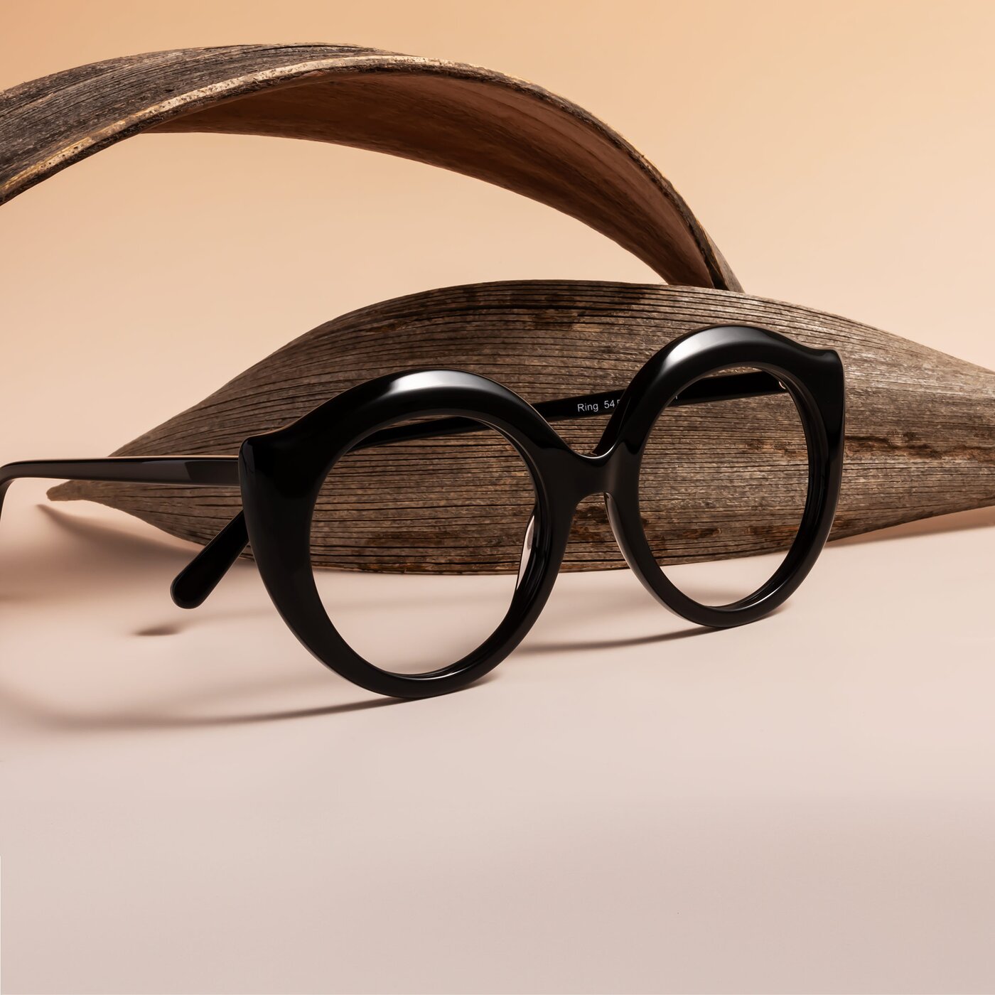 Black Oversized Acetate Round Eyeglasses - Ring