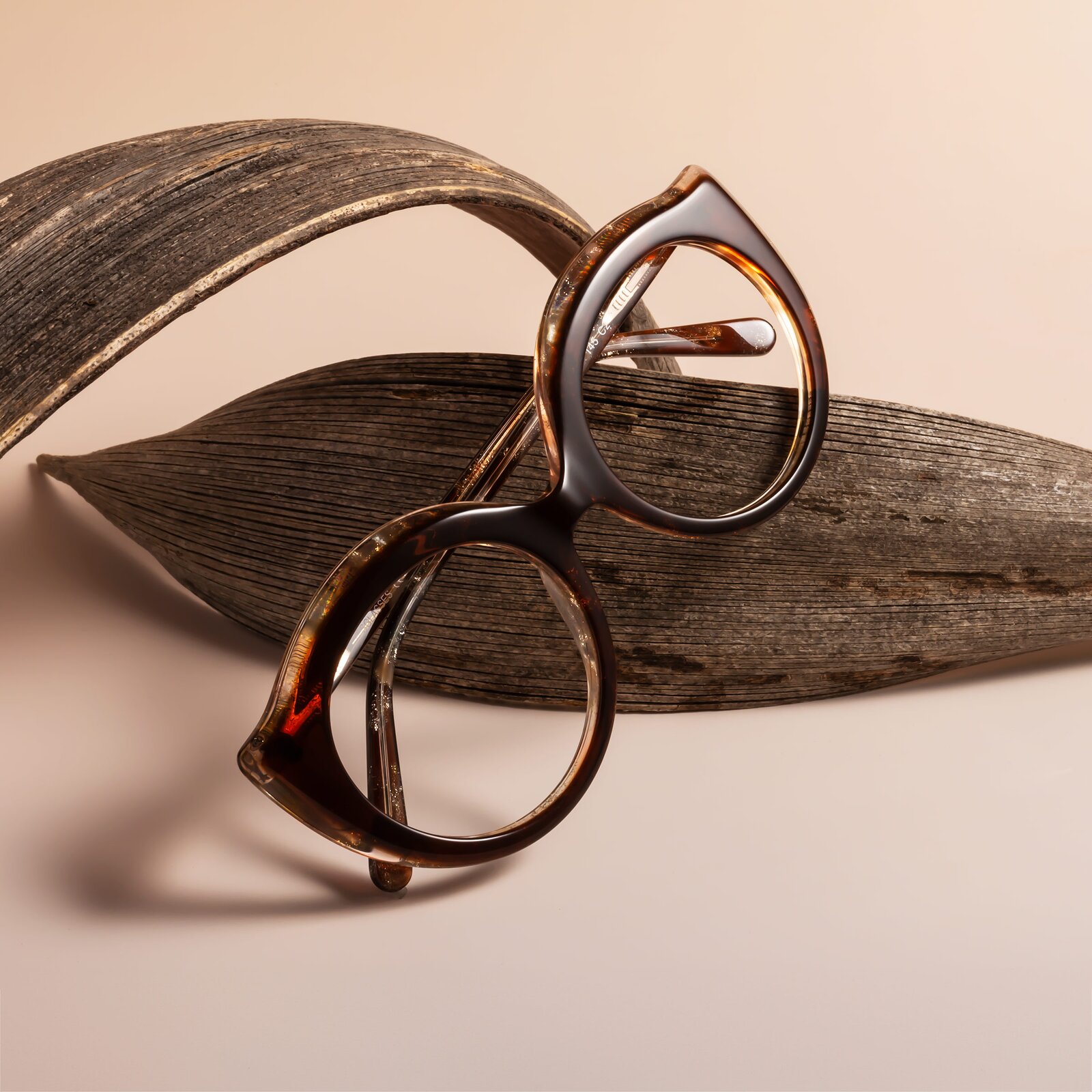Brown Oversized Acetate Round Eyeglasses - Ring