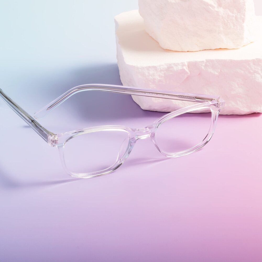 Clear Classic Low Bridge Fit Rectangle Blue Light Glasses - Jee