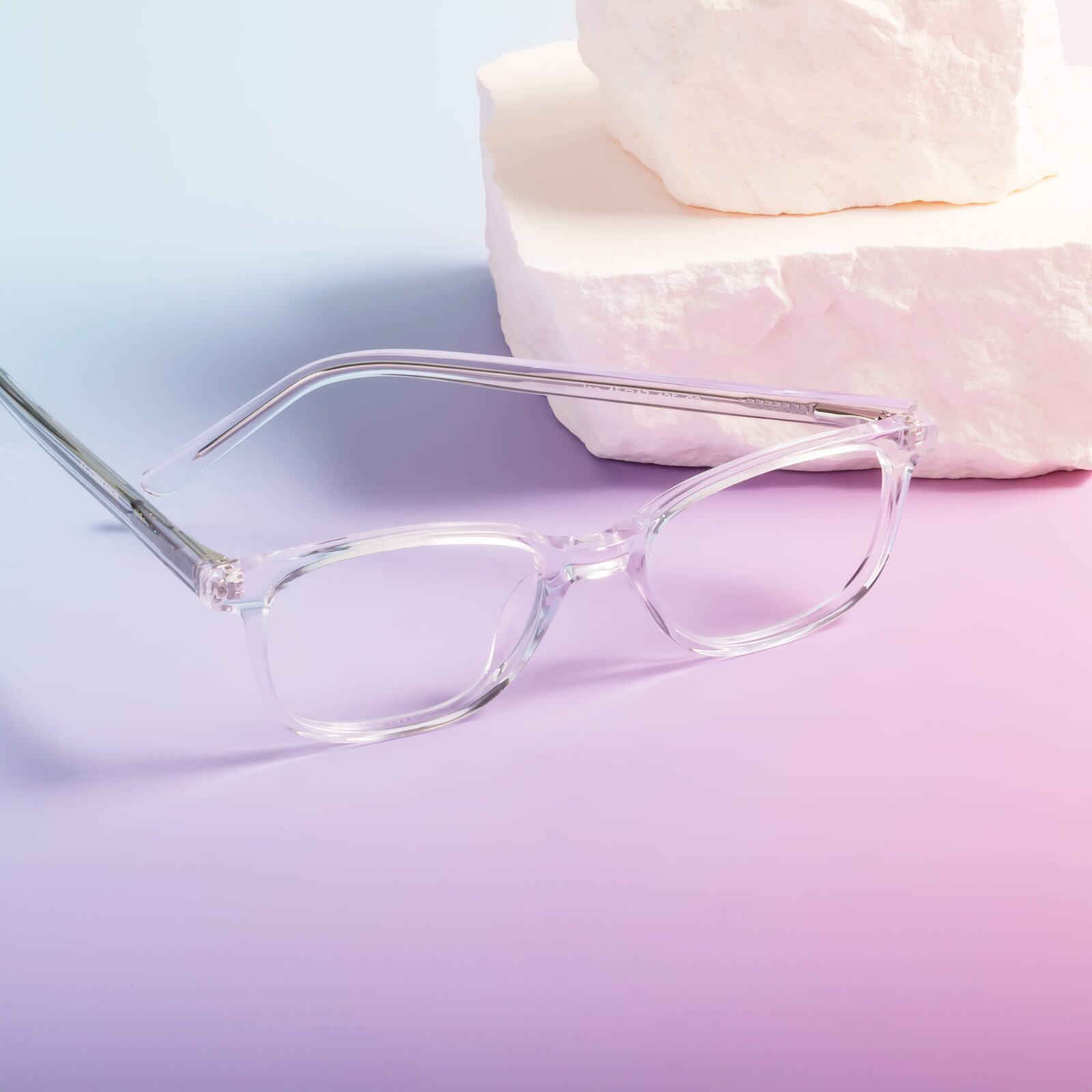 Clear Classic Low Bridge Fit Rectangle Blue Light Glasses - Jee