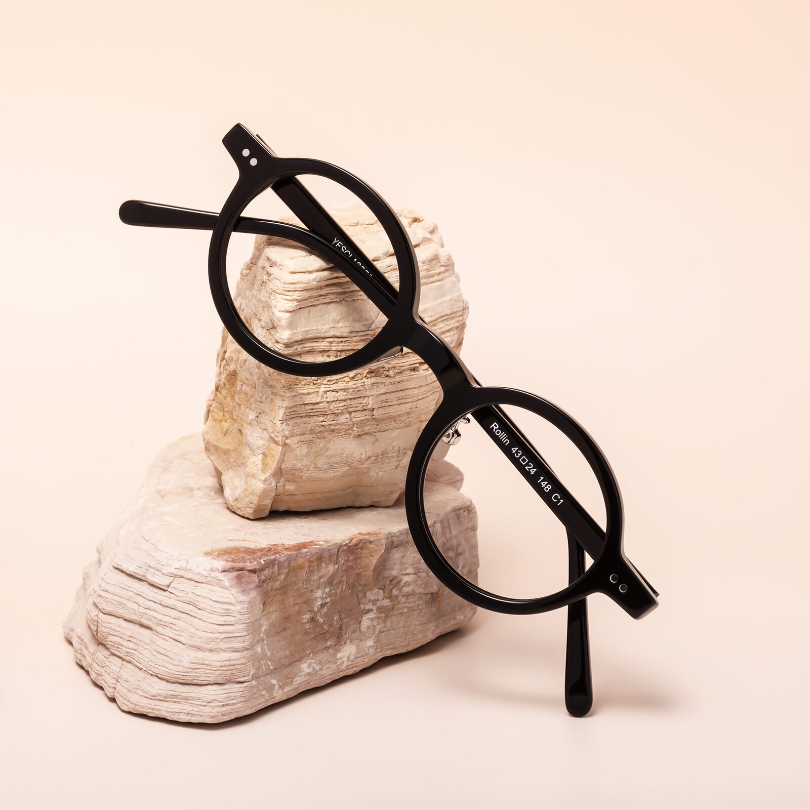 Black Narrow Retro-Vintage Round Eyeglasses - Rollin