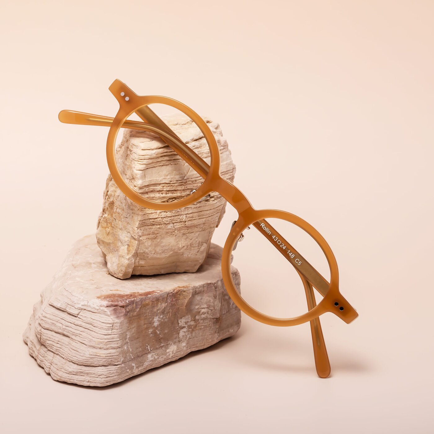 Caramel Narrow Retro-Vintage Round Eyeglasses - Rollin