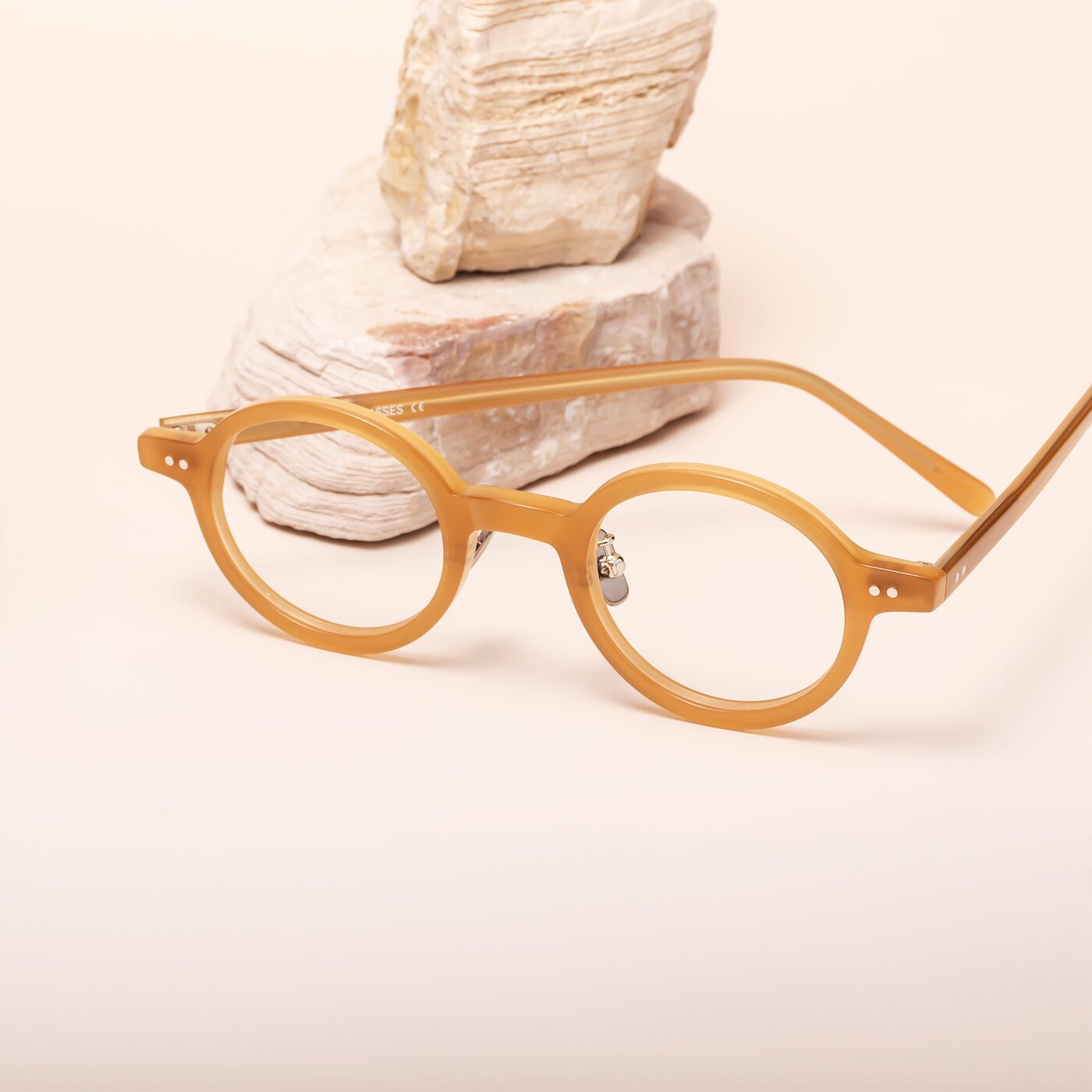 Caramel Narrow Retro-Vintage Round Eyeglasses - Rollin