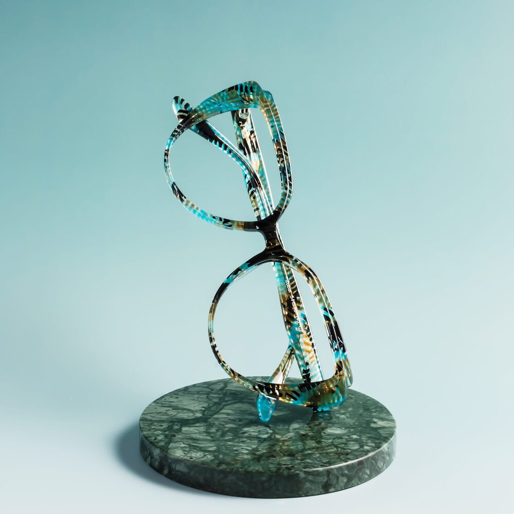 Cyan Snake Print Geek-Chic Acetate Butterfly Eyeglasses - Zubar
