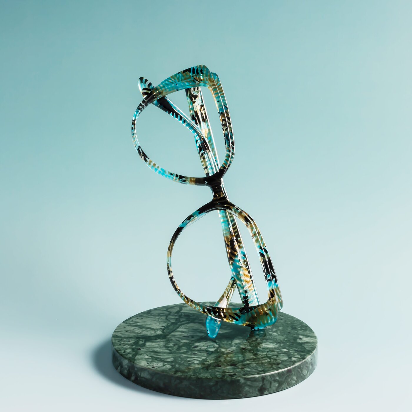 Cyan Snake Print Geek-Chic Acetate Butterfly Eyeglasses - Zubar