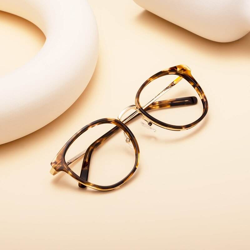 Tortoise/Gold Hipster Low Bridge Fit Metal Bridge Blue Light Glasses ...