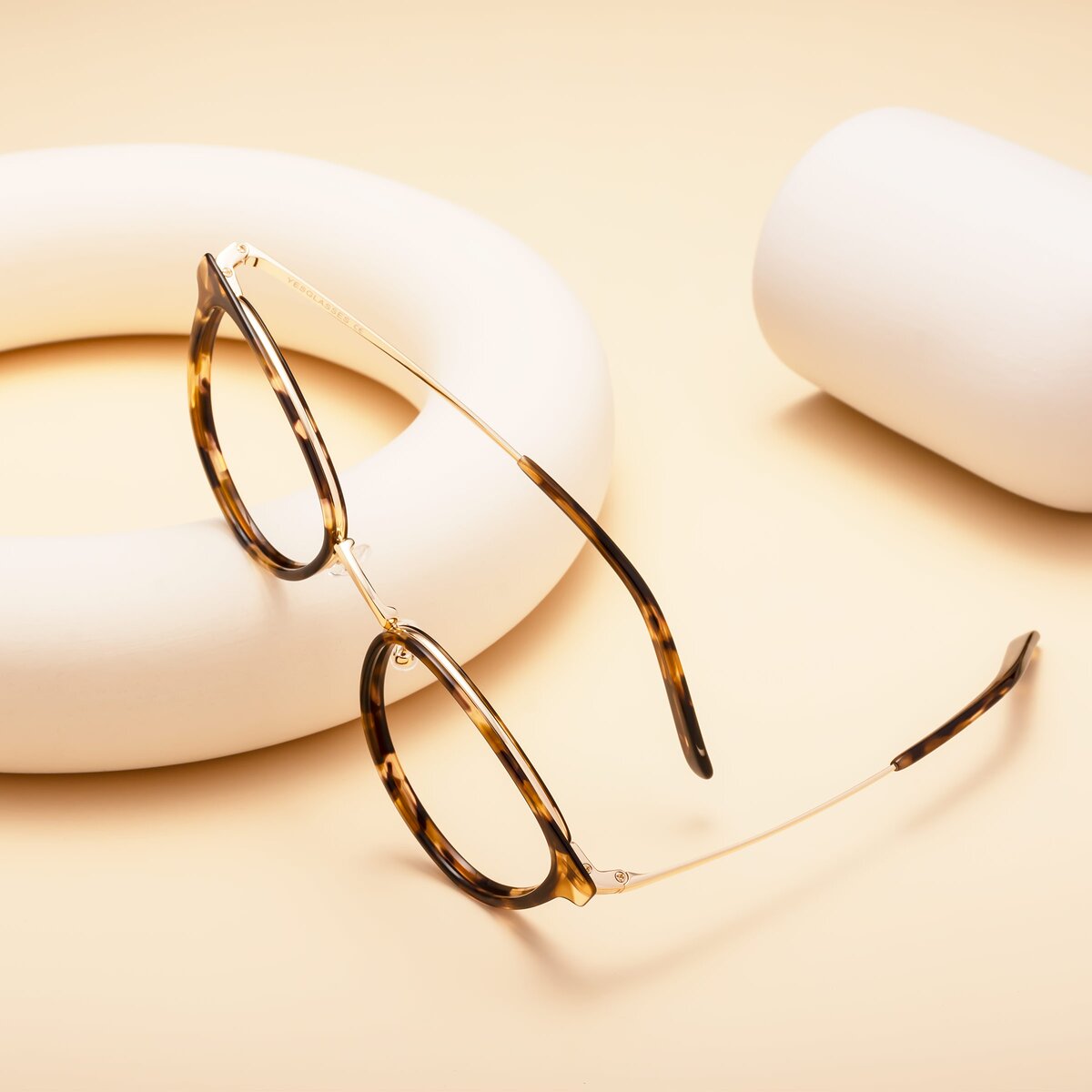 Tortoise/Gold Hipster Low Bridge Fit Metal Bridge Eyeglasses - Callie