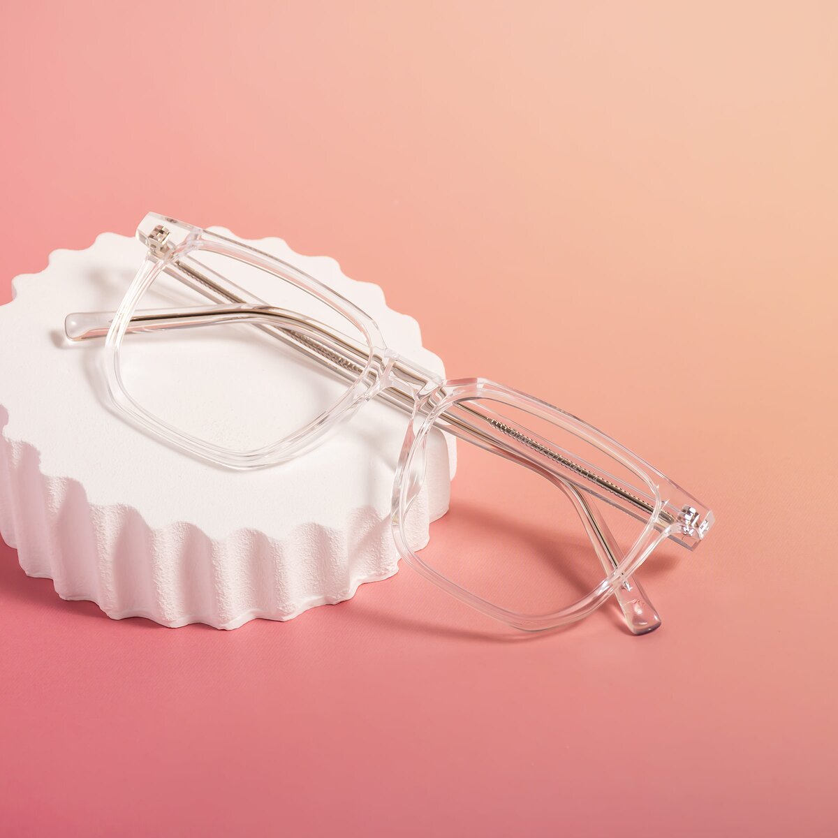 Clear Classic TR90 Trapezoid Eyeglasses - Brave