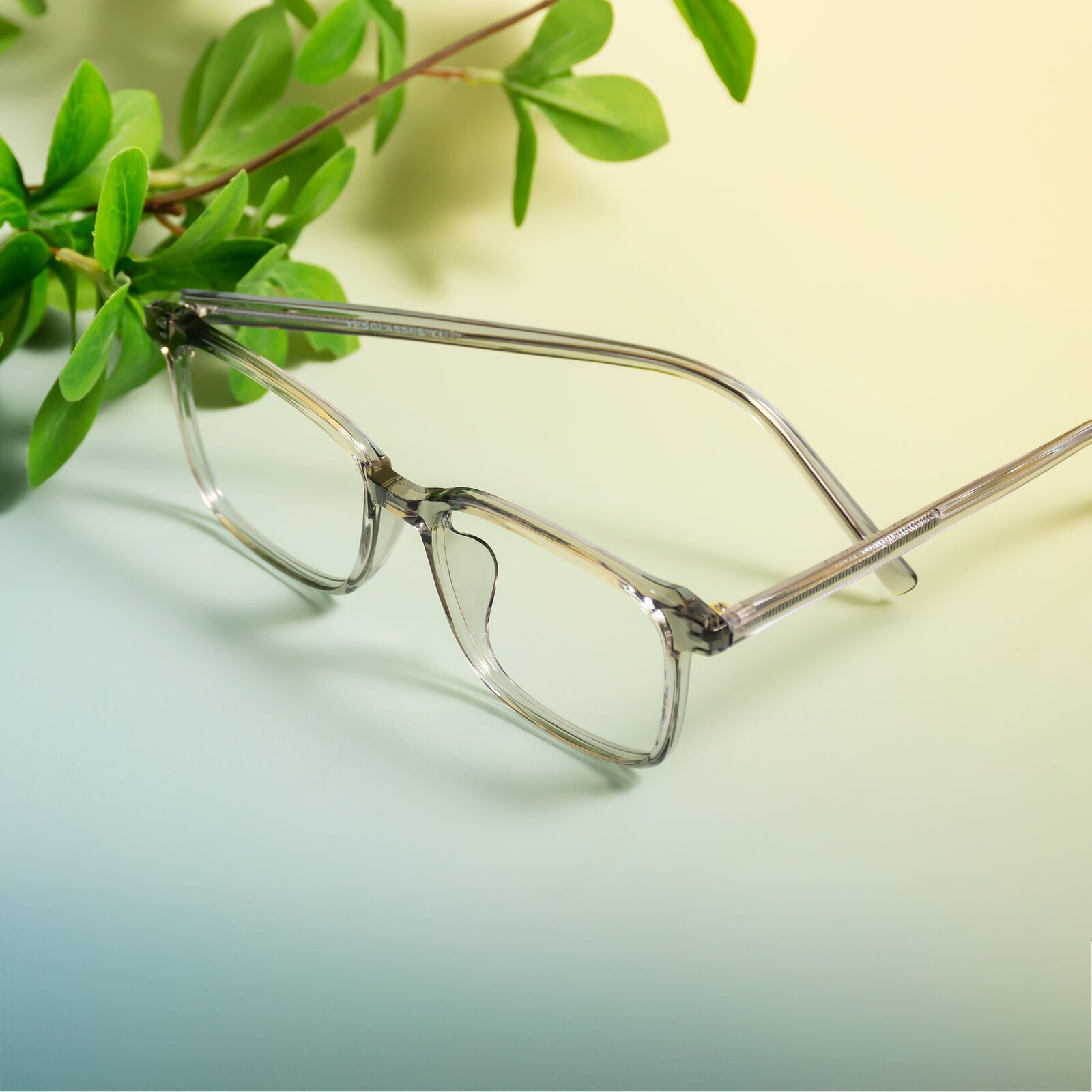Translucent Gray Classic TR90 Rectangle Eyeglasses - Planet