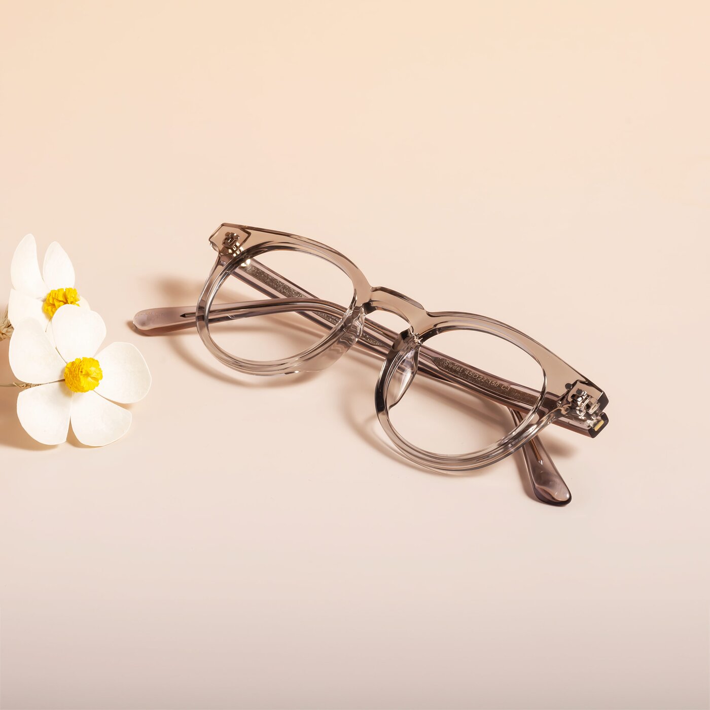 Translucent Gray Retro-Vintage Low Bridge Fit Round Reading Glasses - Sweet