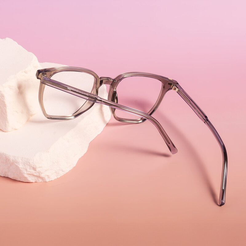 Translucent Gray Hipster Low Bridge Fit Geometric Reading Glasses Lucky