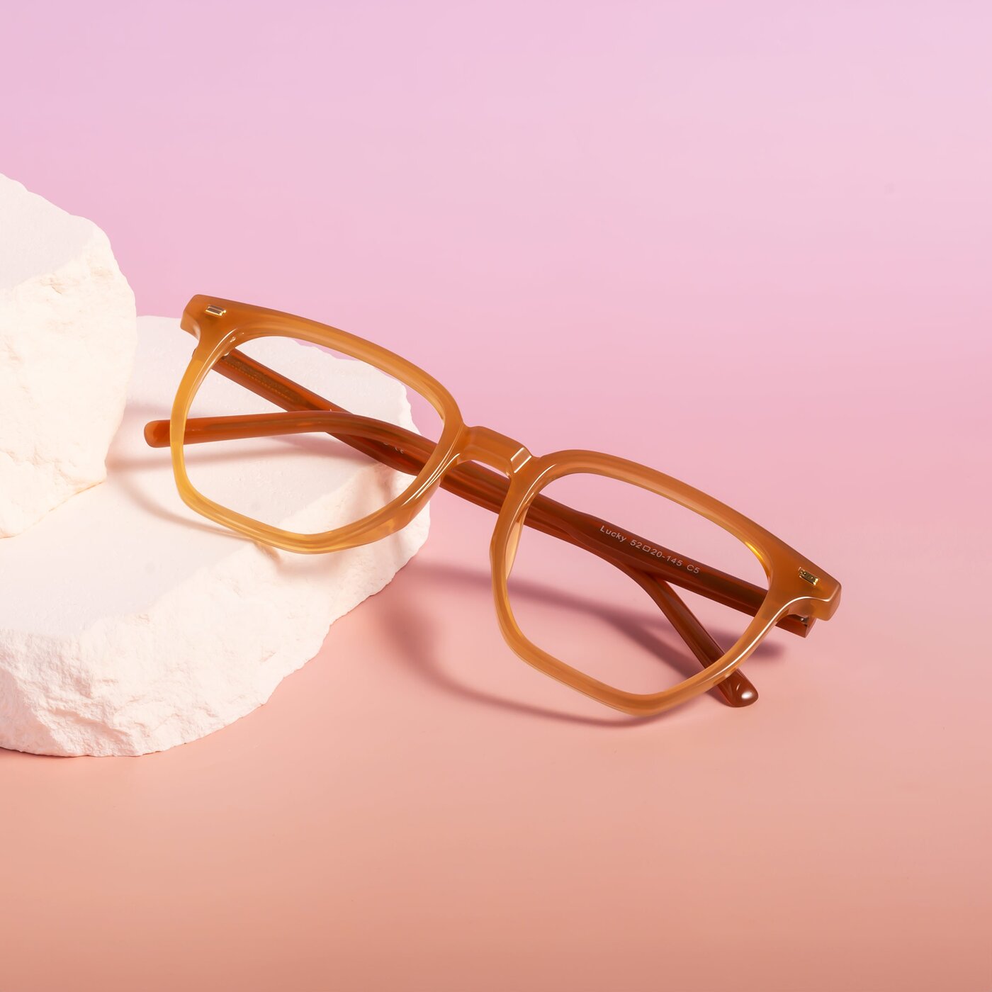 Caramel Hipster Low Bridge Fit Geometric Reading Glasses - Lucky