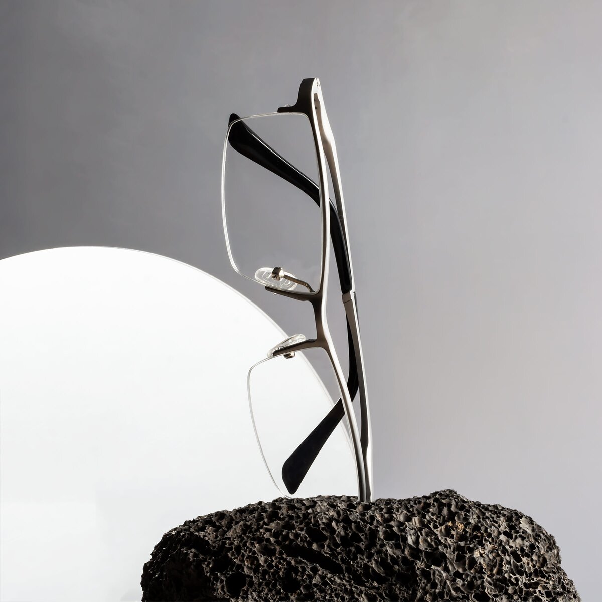 Silver Keyhole Bridge Magnesium Alloy Semi-Rimless Reading Glasses - CX6263