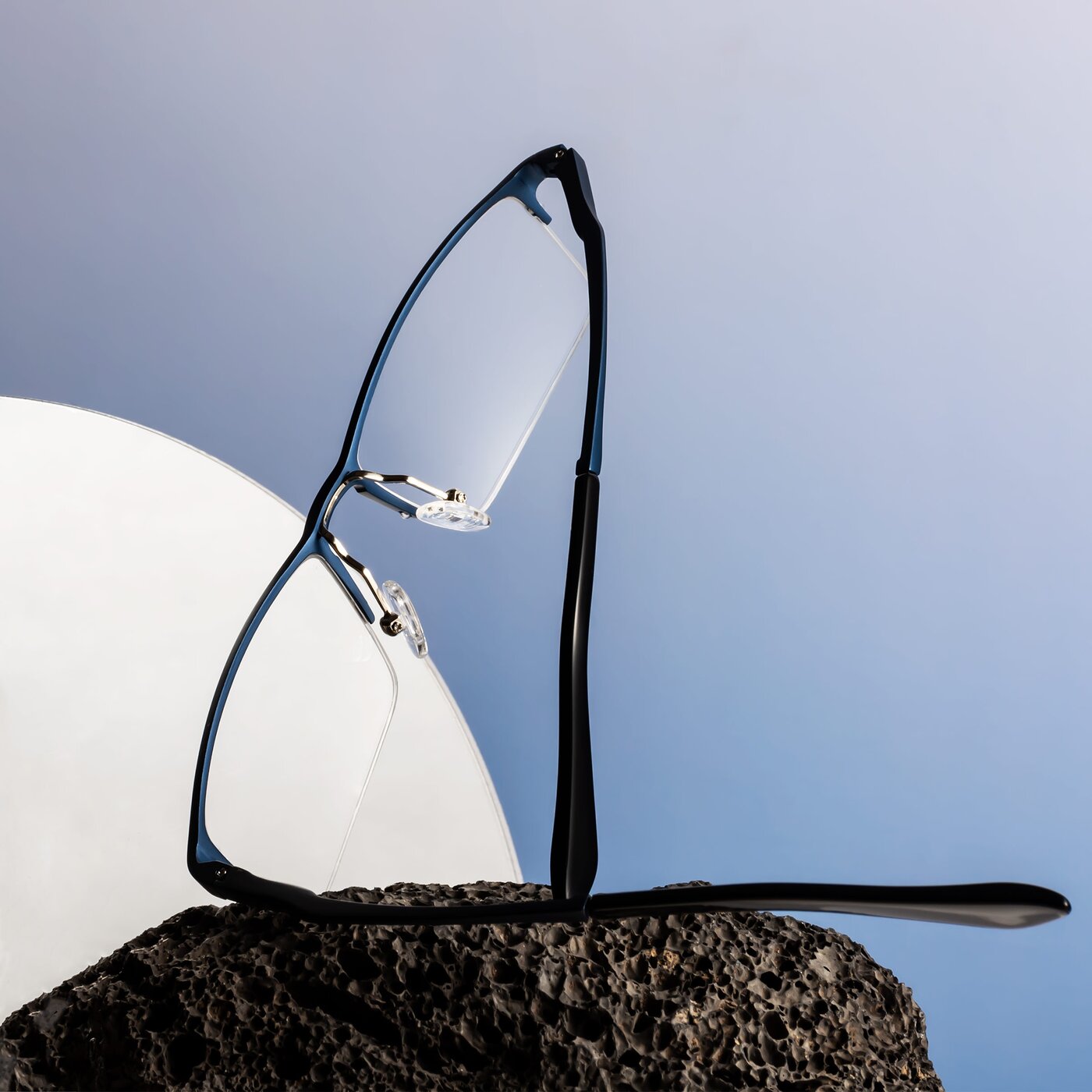 Blue Keyhole Bridge Magnesium Alloy Semi-Rimless Eyeglasses - CX6263