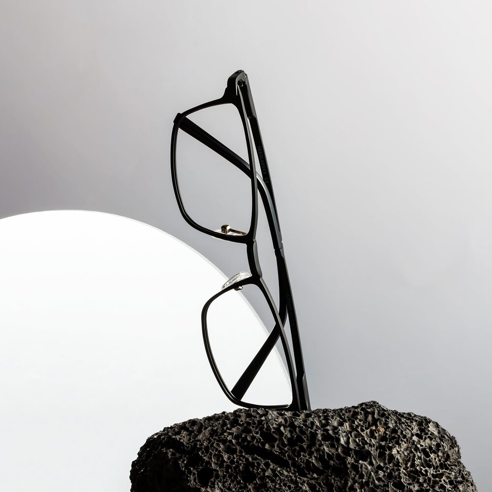 Black Low Bridge Fit Magnesium Alloy Rectangle Eyeglasses - CX6298