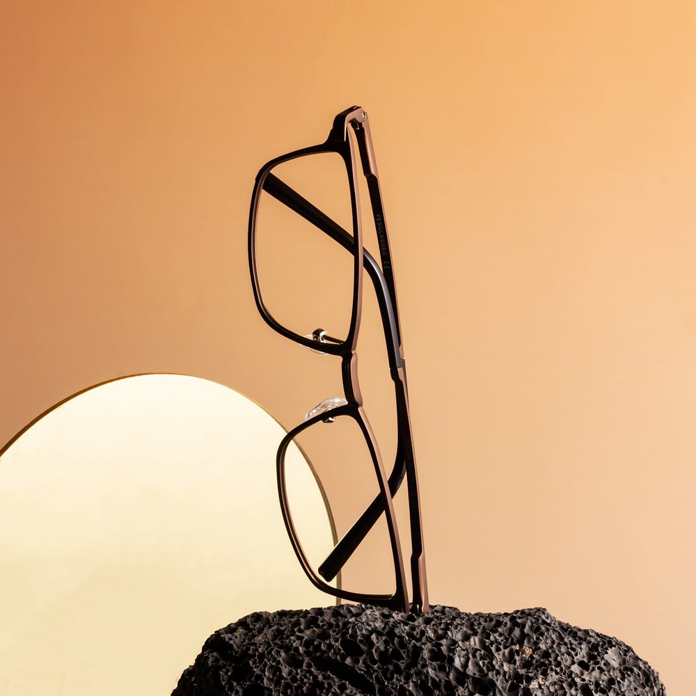 Coffee Low Bridge Fit Magnesium Alloy Rectangle Eyeglasses - CX6298