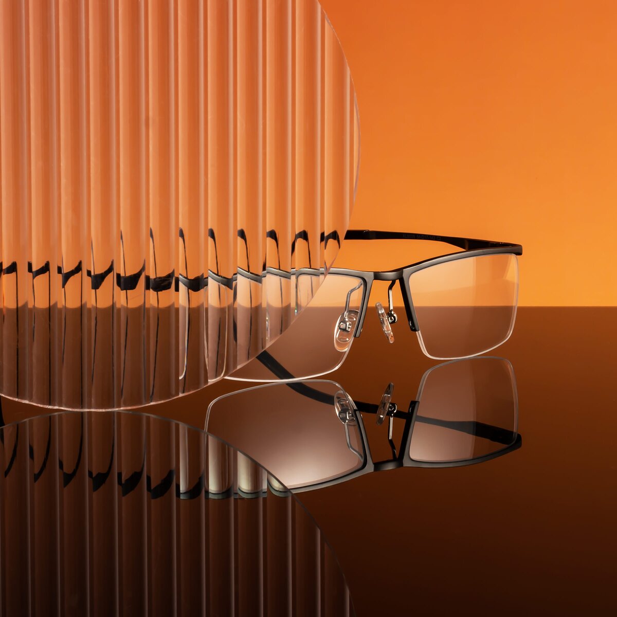 Gunmetal Magnesium Alloy Rectangle Semi-Rimless Reading Glasses - Hamiti
