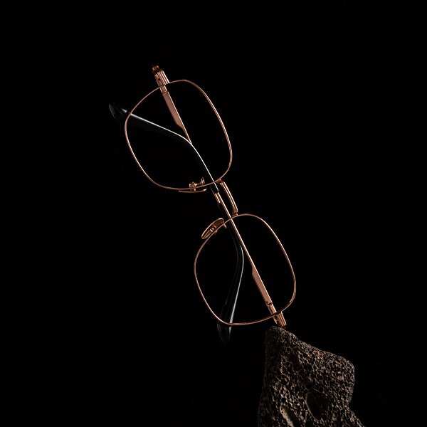 Rose Gold Classic Titanium Square Eyeglasses - XING