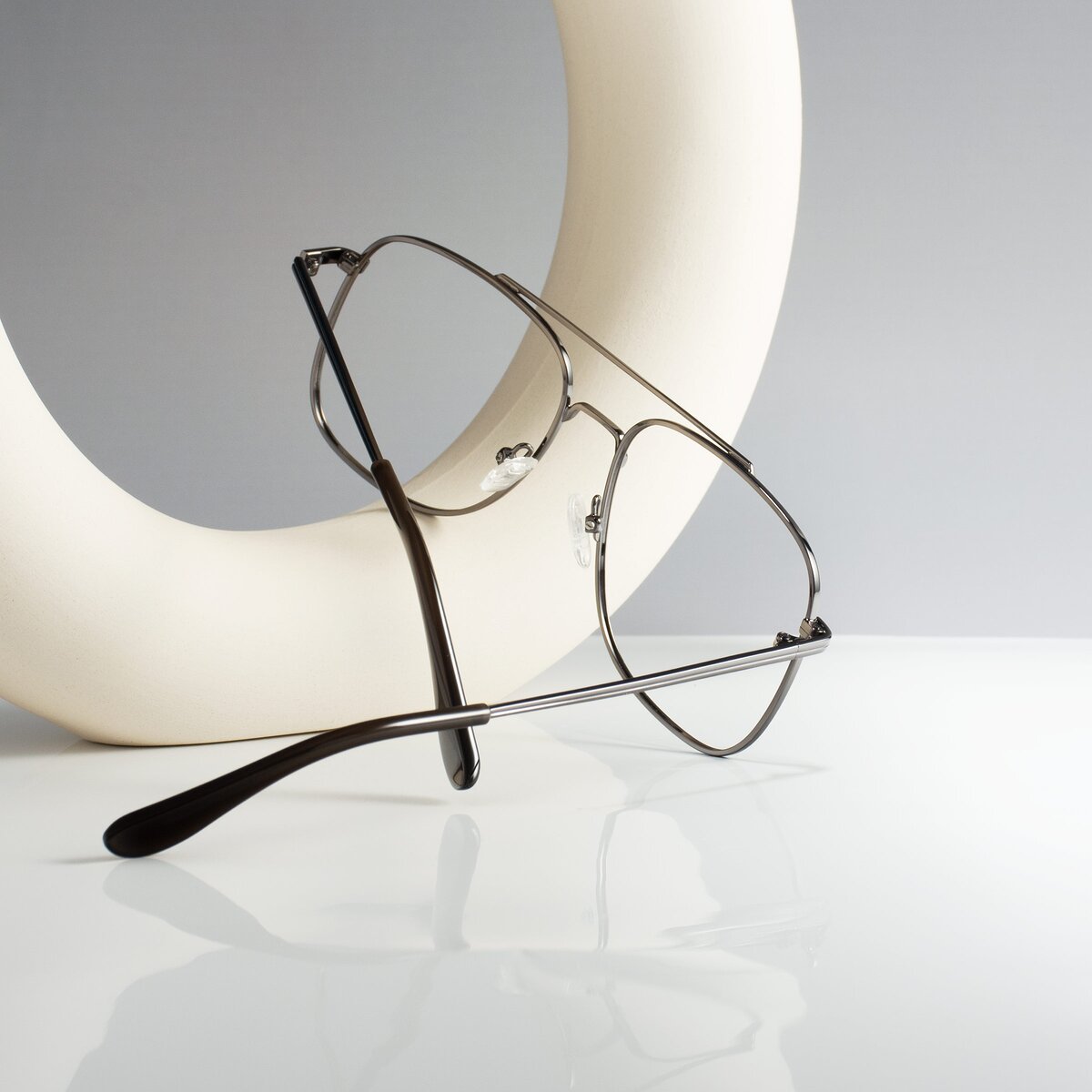 Gunmetal Double Bridge Grandpa Metal Blue Light Glasses - Merry
