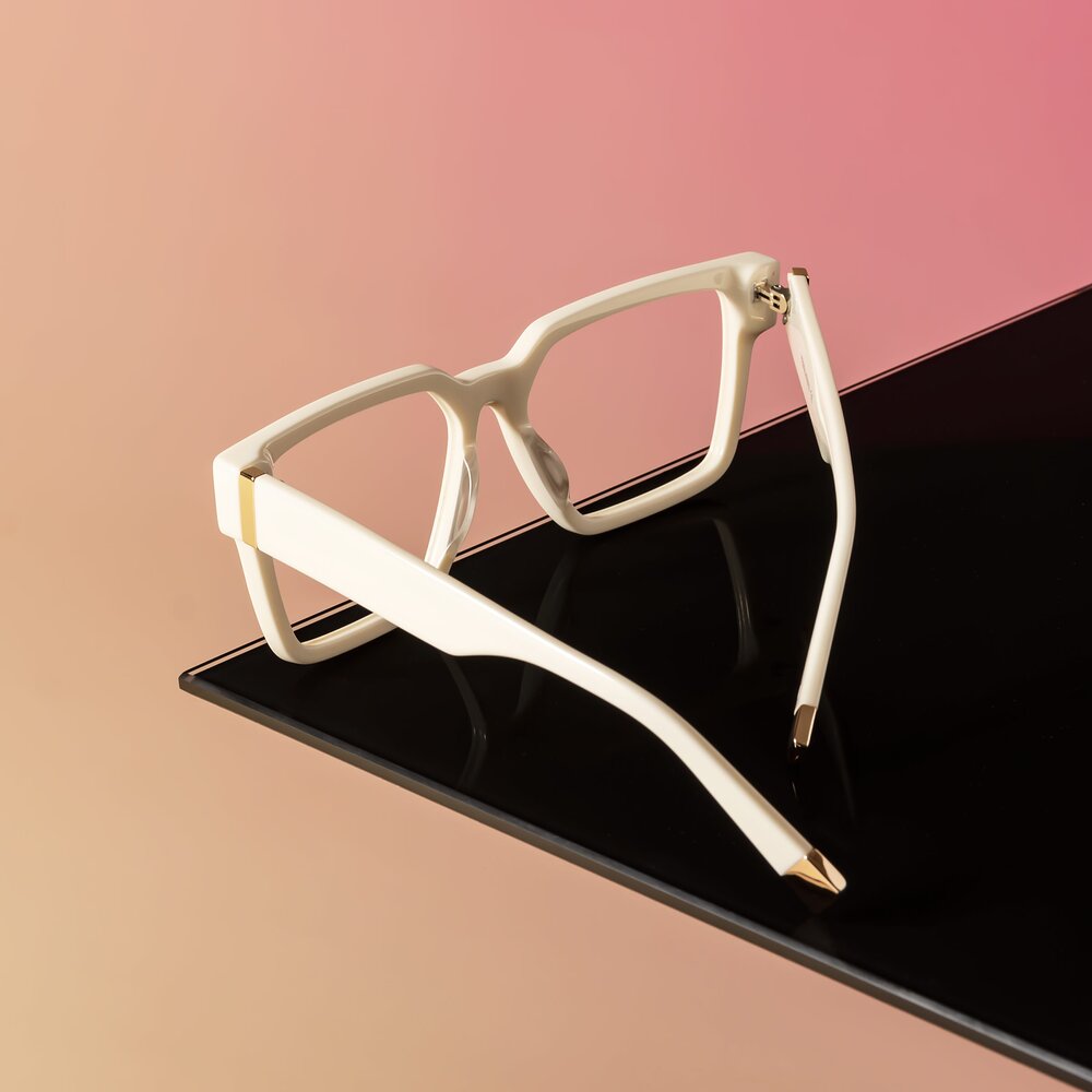 Ivory Hipster Oversized Square Eyeglasses - Prince