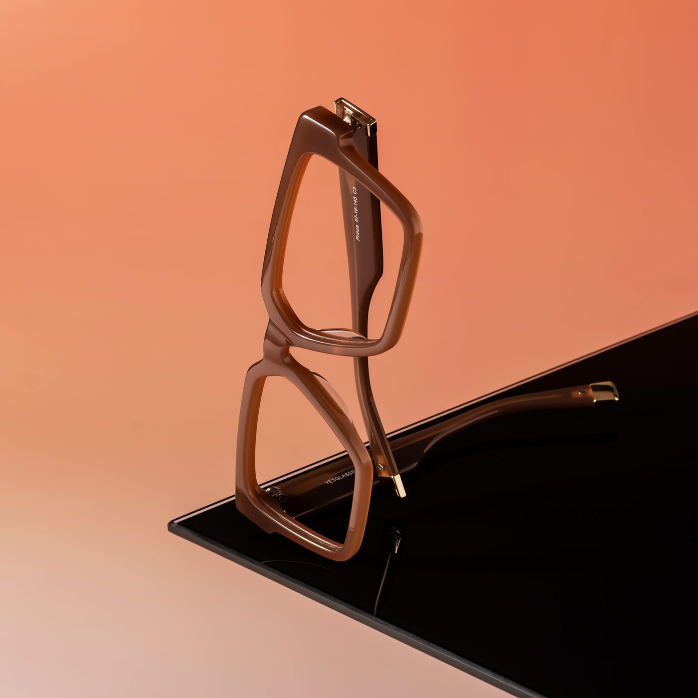 Caramel Hipster Oversized Square Eyeglasses - Prince