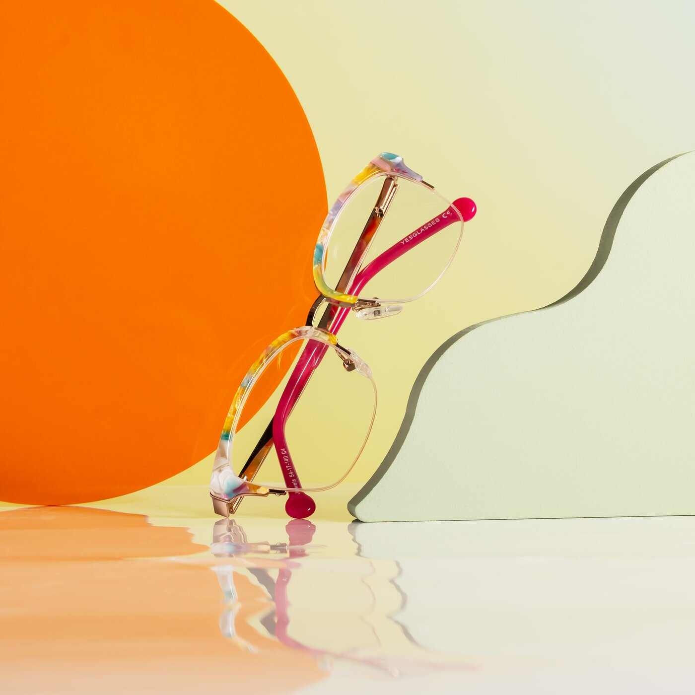 Fruit/Rose Gold Retro-Vintage Oval Semi-Rimless Eyeglasses - Jewels