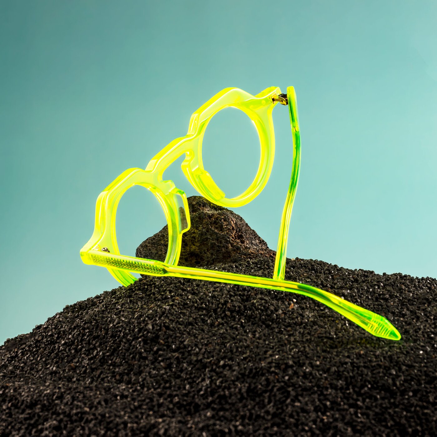 Neon Yellow Keyhole Bridge Retro-Vintage Round Eyeglasses - Arbor