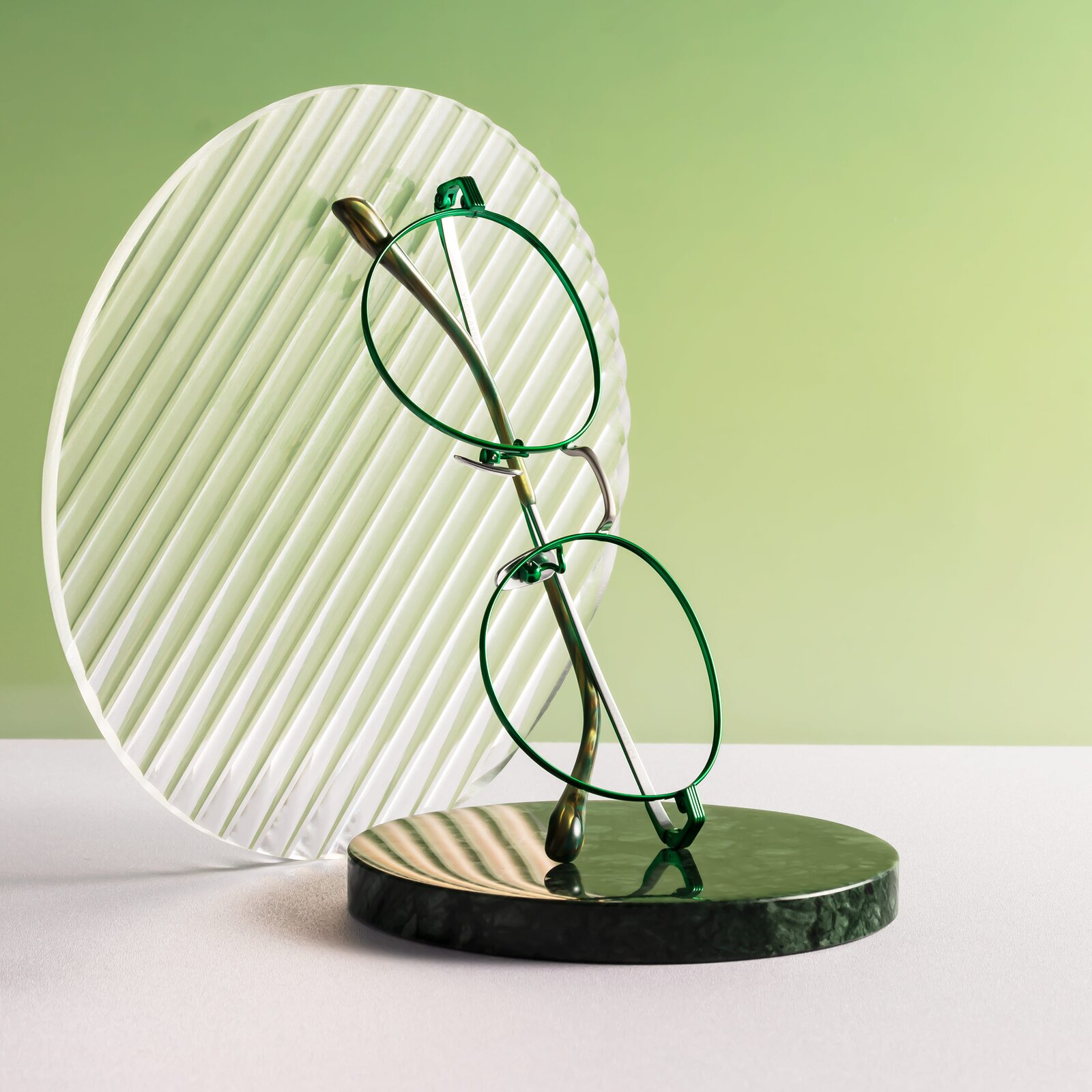 Green/Sliver Retro-Vintage Titanium Round Eyeglasses - Sahala