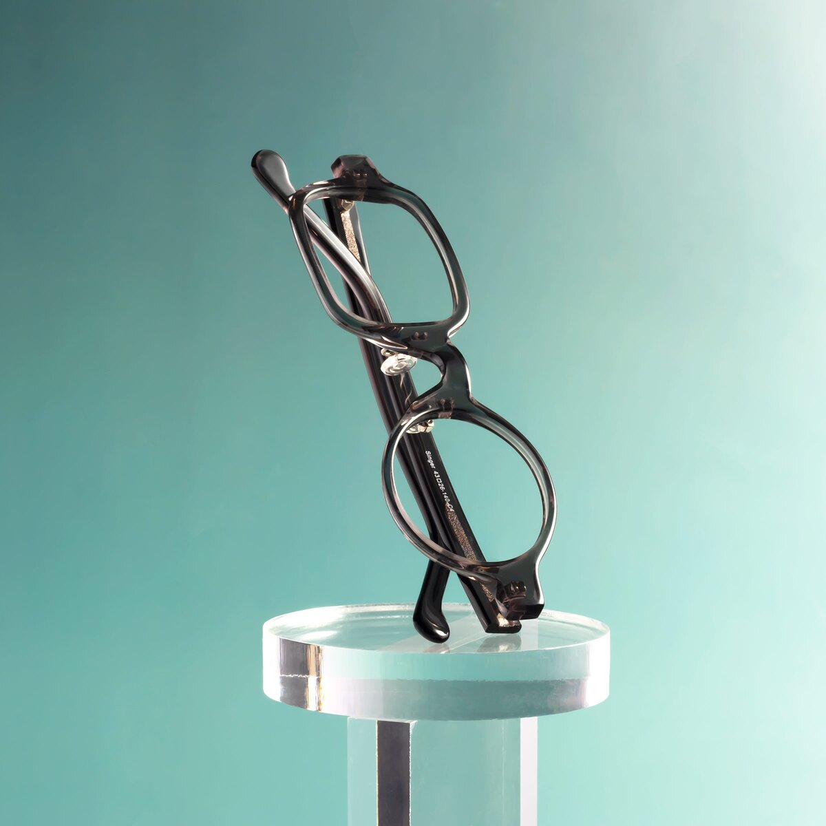 Transparent Gray Geek-Chic Round Square Eyeglasses - Singer