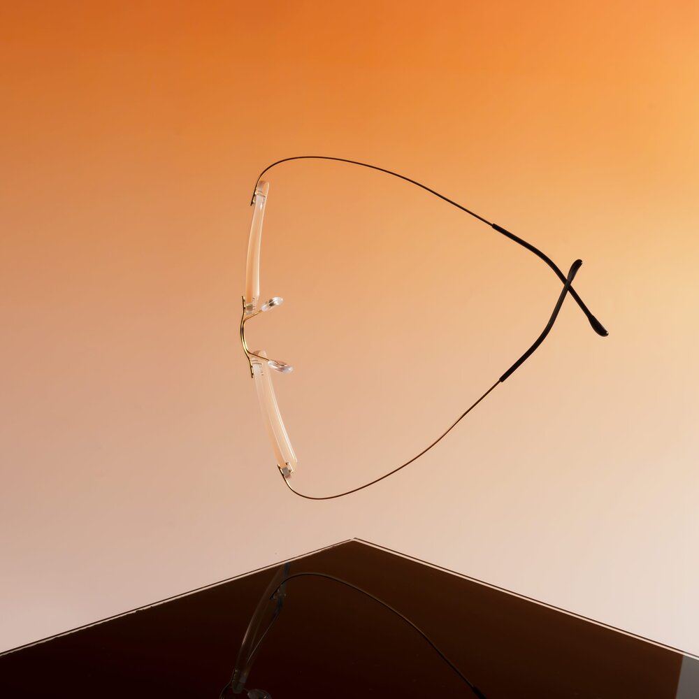 Gold Snooker Square Rimless Blue Light Glasses - Masters