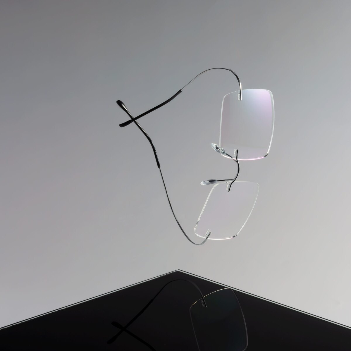 Silver Lightweight Square Rimless Blue Light Glasses - Masters