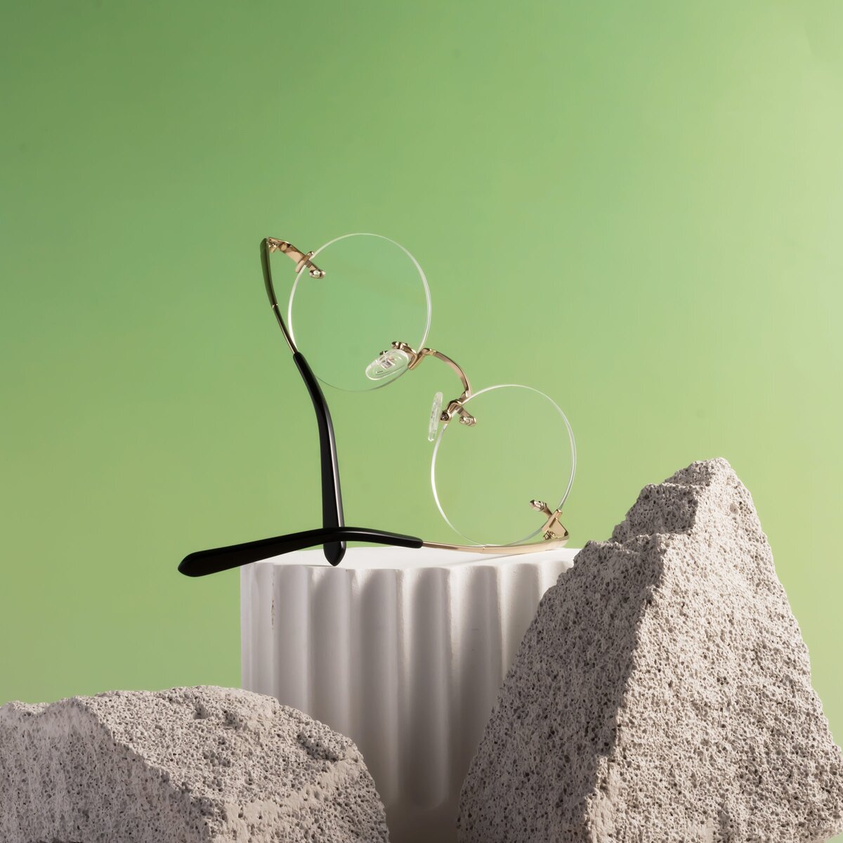 Gold Retro-Vintage Round Rimless Eyeglasses - Jen