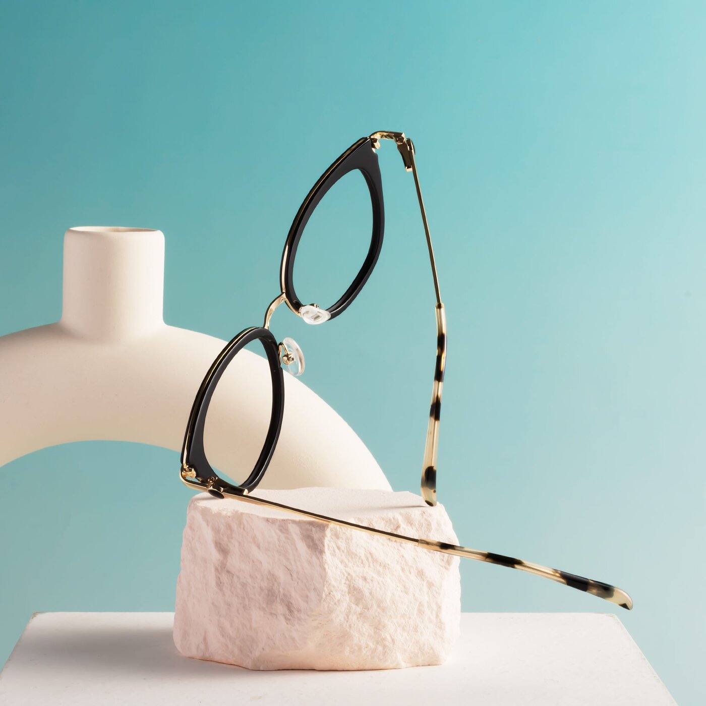 Black Hipster Metal Bridge Cat-Eye Eyeglasses - Zinnia