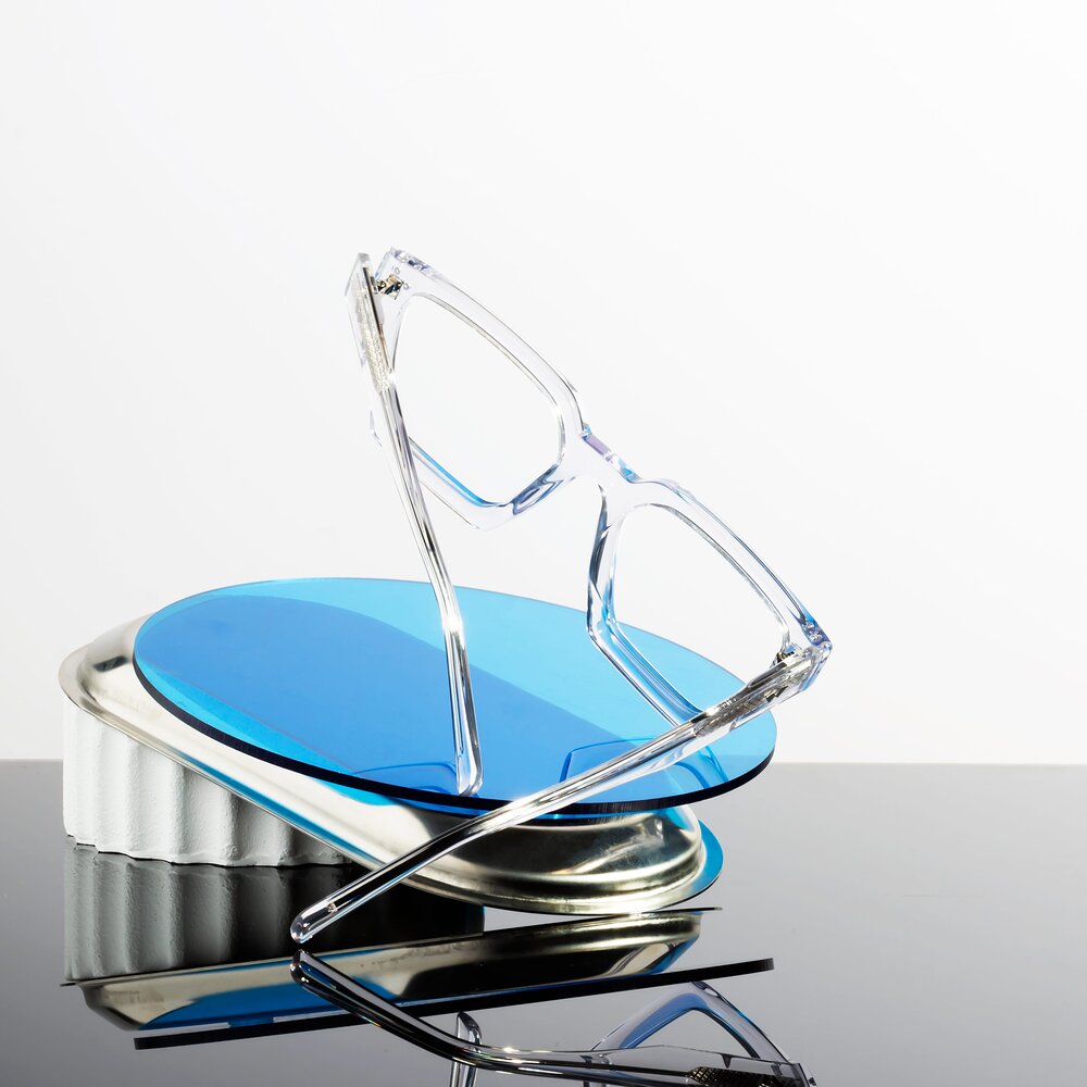 Clear Hipster Acetate Trapezoid Eyeglasses - Callan