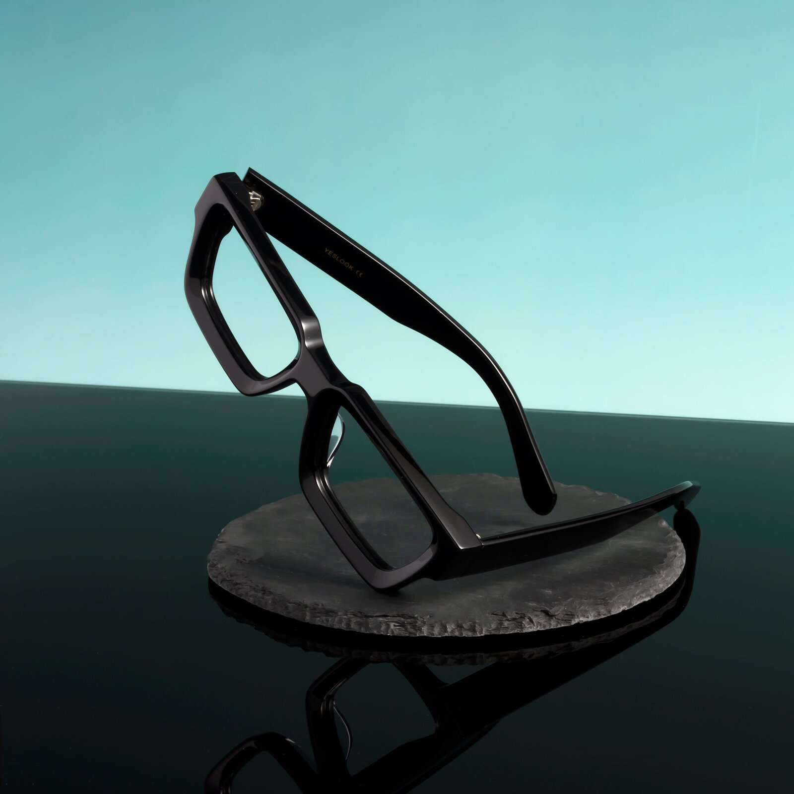 Black Thick Designer Rectangle Eyeglasses - Stockport