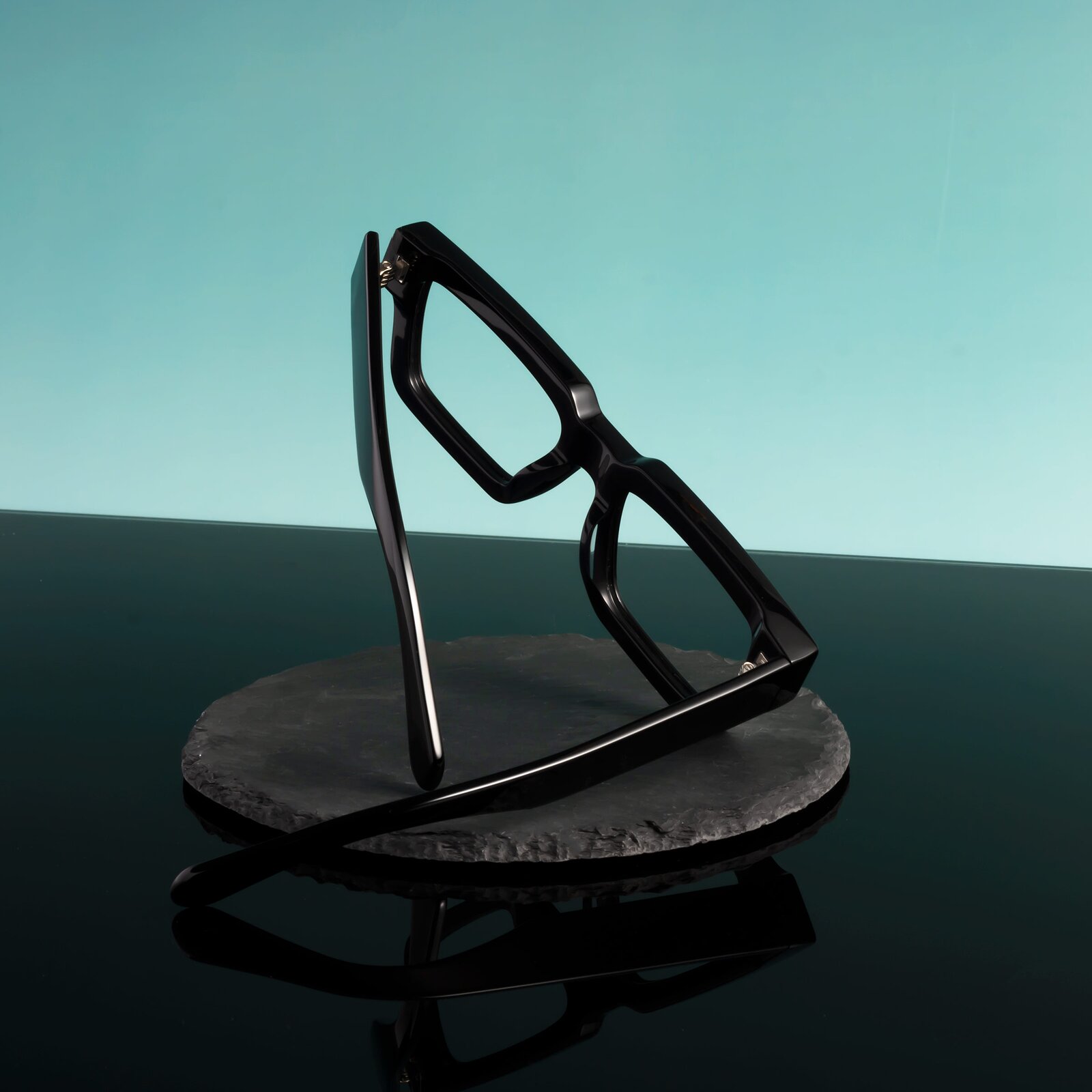 Black Thick Designer Rectangle Eyeglasses - Stockport