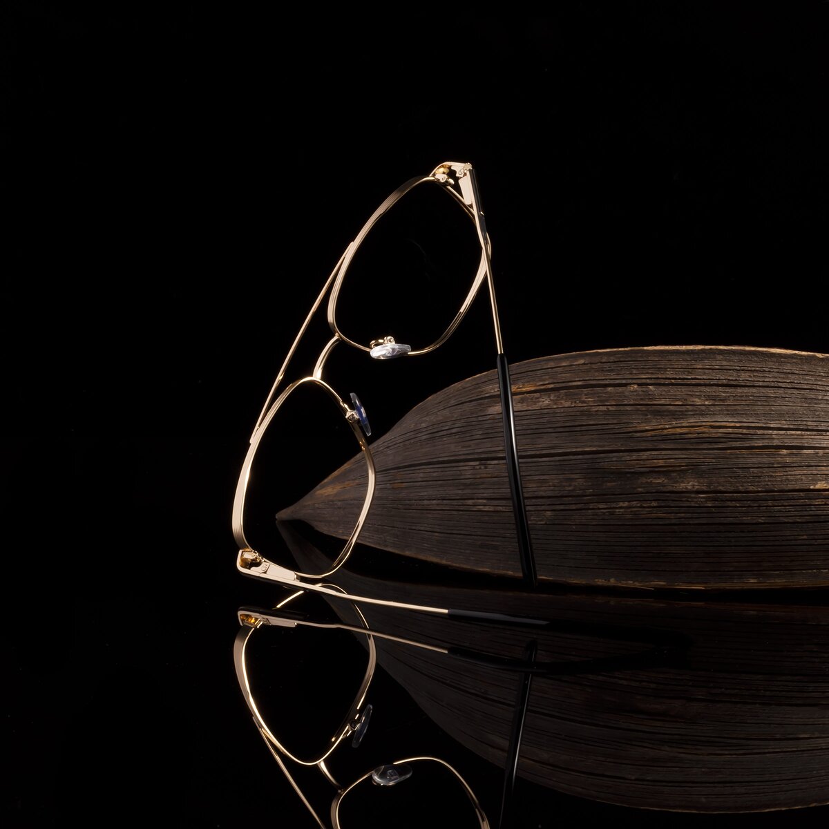 Gold/Black Grandpa Double Bridge Metal Eyeglasses - Determined