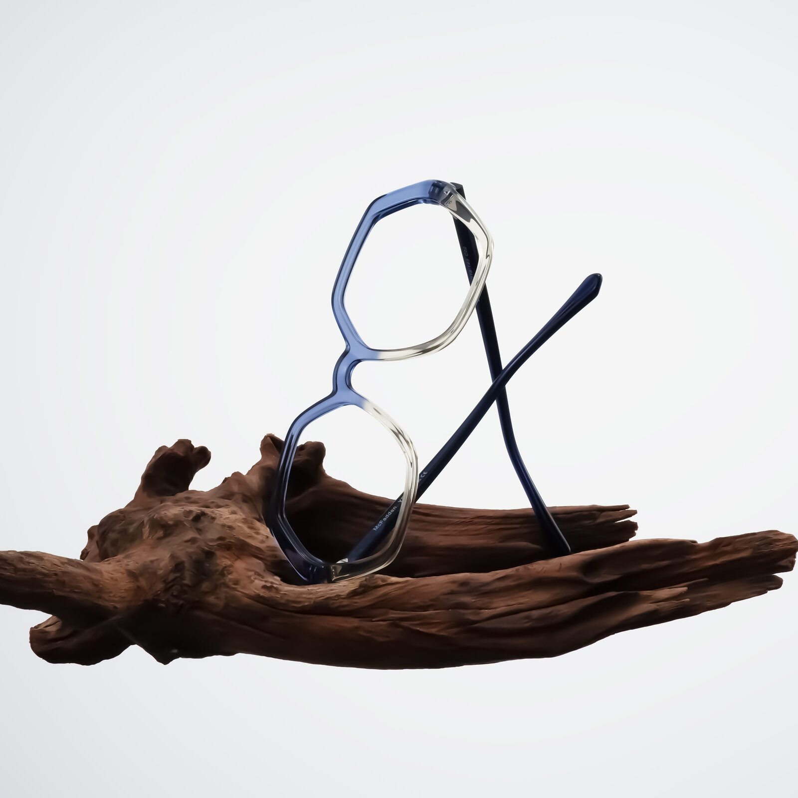 Clear Blue/Clear Green Narrow Hipster Geometric Eyeglasses - McFadden