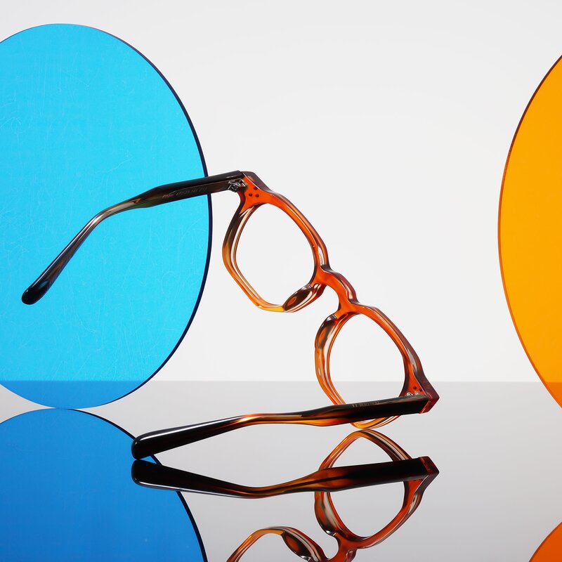 Amber Striped Retro-Vintage Keyhole Bridge Low Bridge Fit Eyeglasses ...